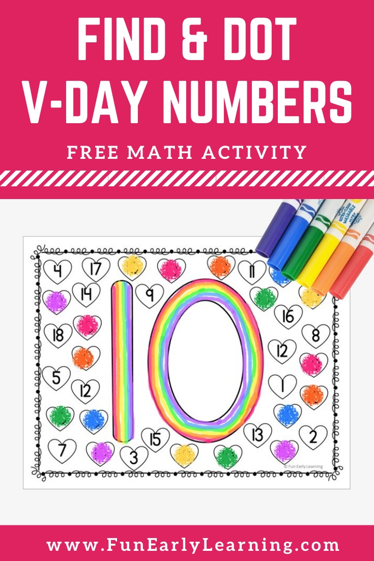 Find and Dot Valentine’s Day Numbers Free Printable – Fun Early Learning