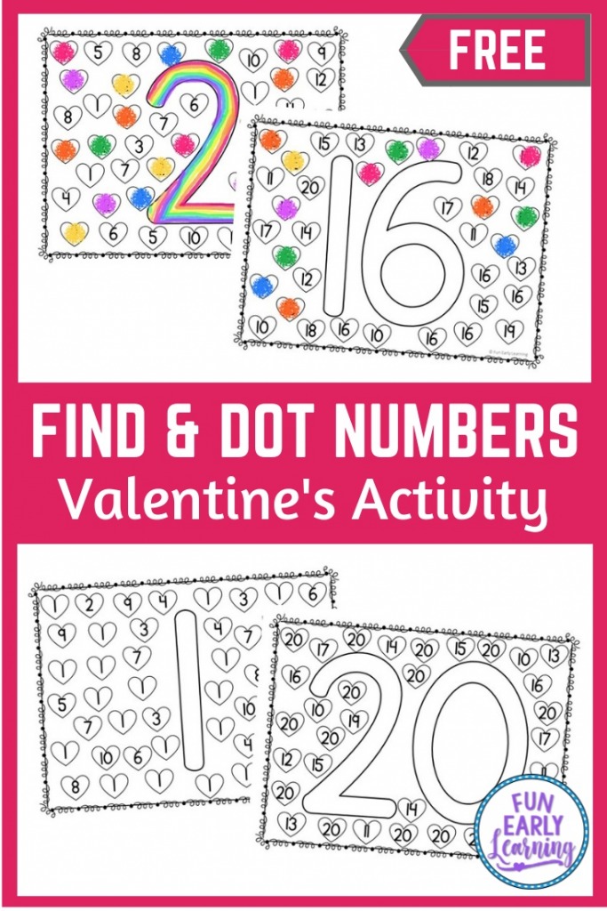 Find and Dot Valentine’s Day Numbers Free Printable – Fun Early Learning