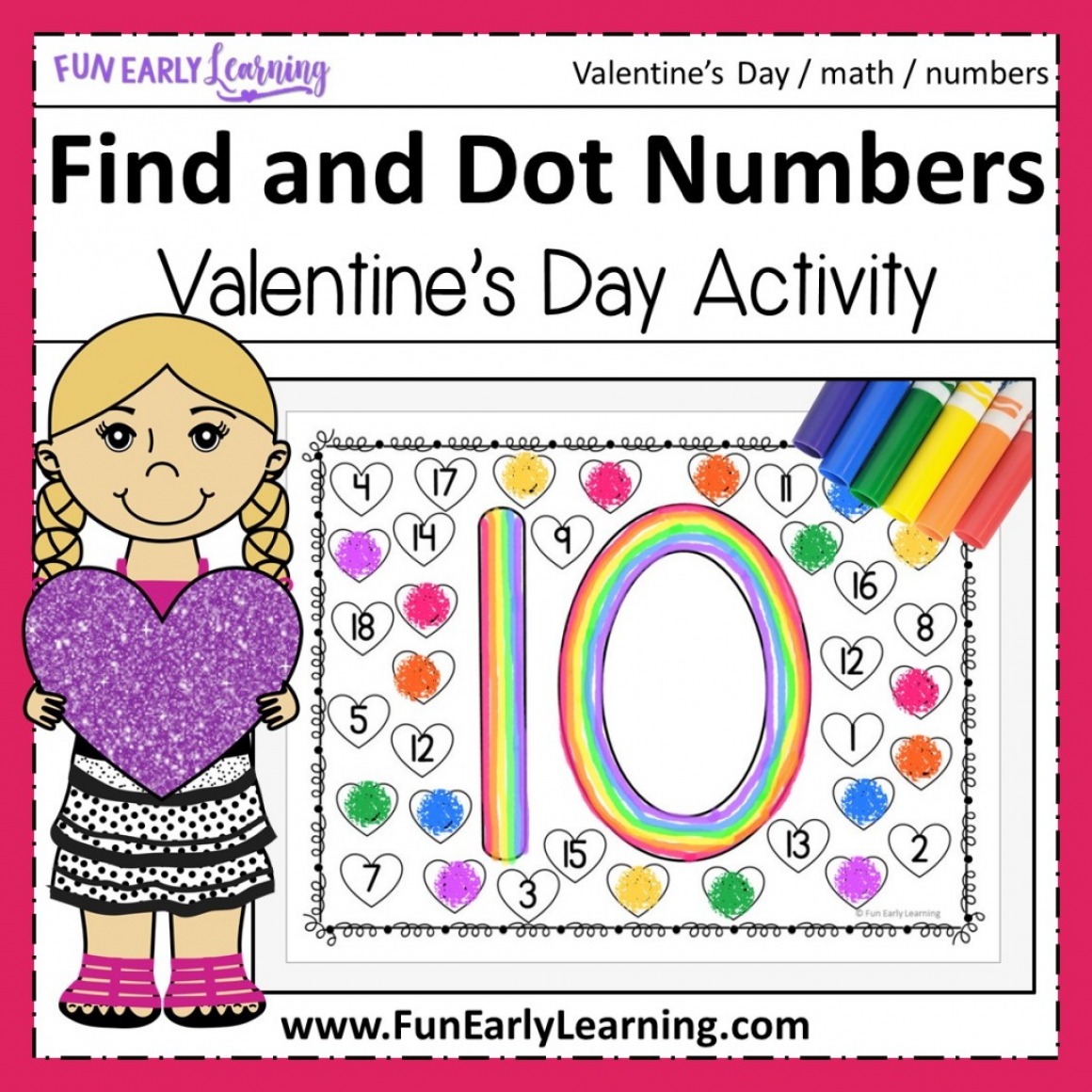 Find and Dot Valentine’s Day Numbers Free Printable – Fun Early Learning