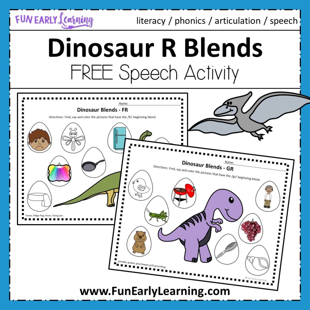Dinosaur R Blends Articulation Speech Activity – Fun Early Learning