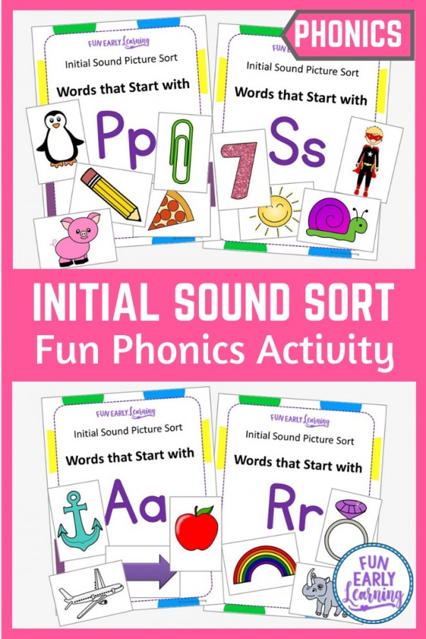 Beginning Sound Activity – Initial Sound Picture Sort – Fun Early Learning