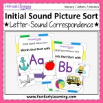 Beginning Sound Activity – Initial Sound Picture Sort – Fun Early Learning