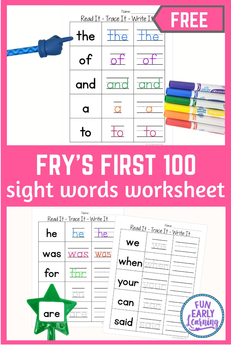 Read It – Trace It – Write It – Fry’s First 100 Sight Words – Fun Early ...