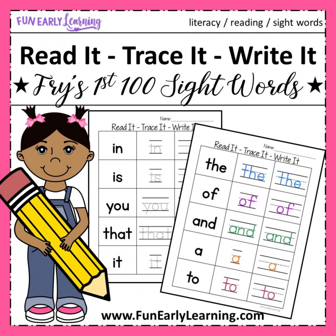 Read It – Trace It – Write It – Fry’s First 100 Sight Words – Fun Early ...