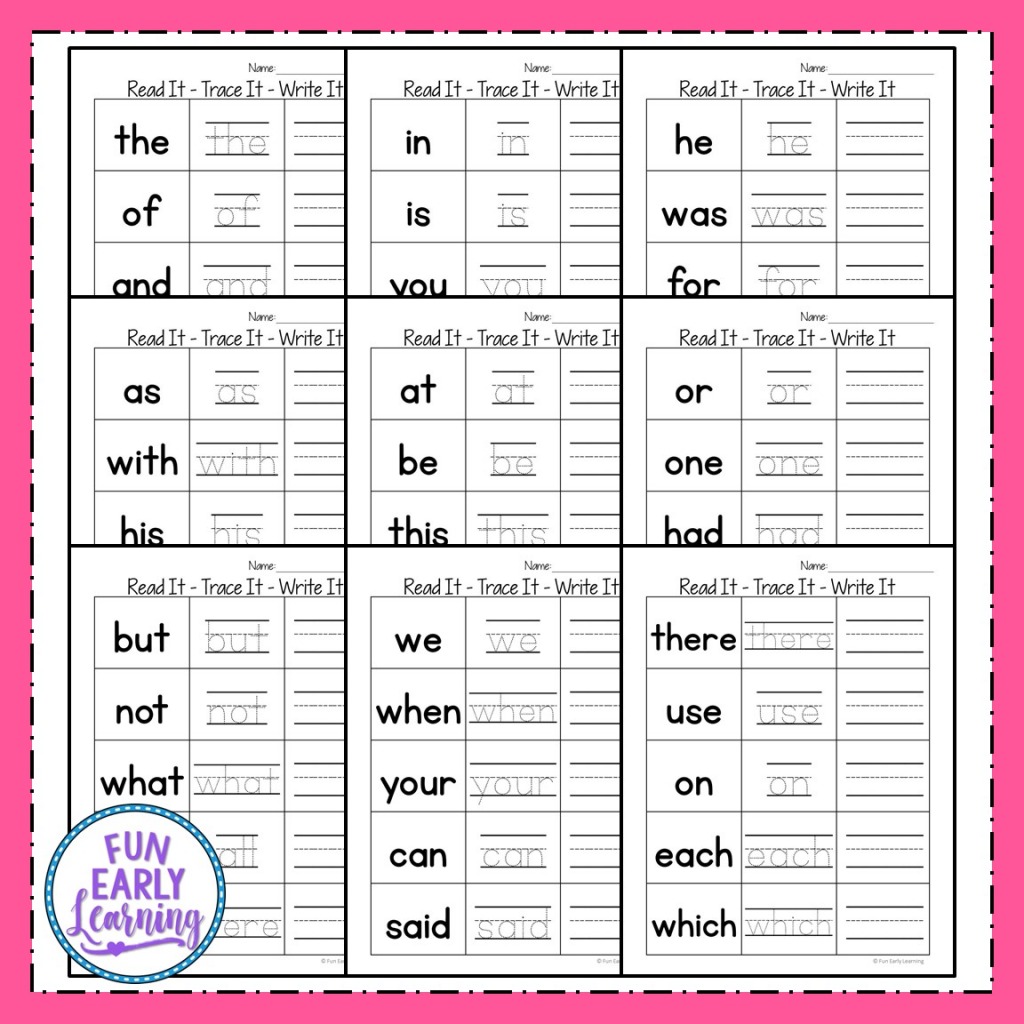 Read It – Trace It – Write It – Fry’s First 100 Sight Words – Fun Early ...