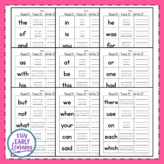Read It – Trace It – Write It – Fry’s First 100 Sight Words – Fun Early ...