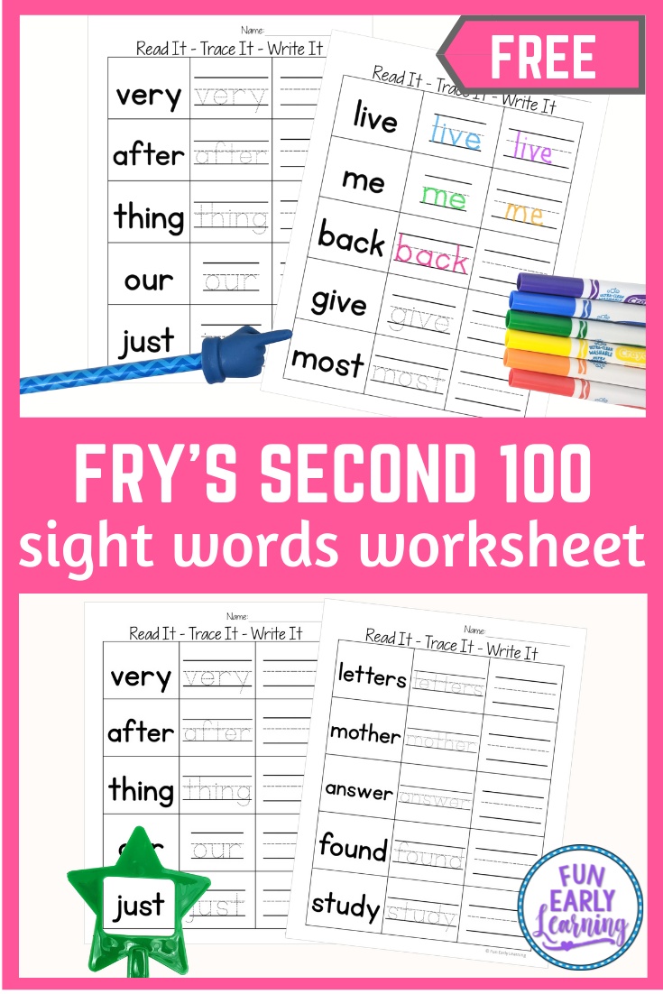 Read It – Trace It – Write It – Fry’s Second 100 Sight Words – Fun ...