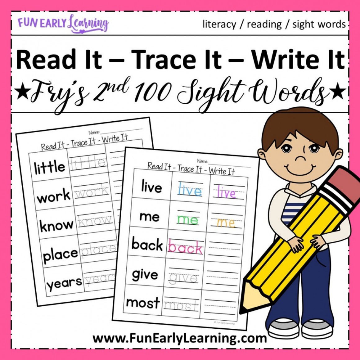 Read It – Trace It – Write It – Fry’s Second 100 Sight Words – Fun ...