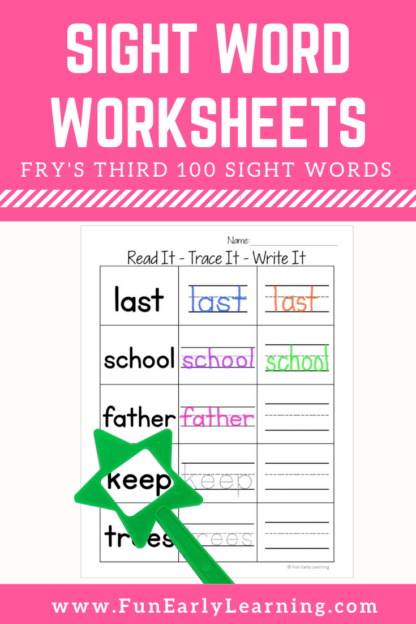 Read It – Trace It – Write It – Fry’s Third 100 Sight Words – Fun Early ...