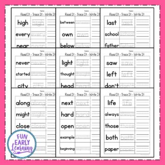 Read It – Trace It – Write It – Fry’s Third 100 Sight Words – Fun Early ...