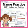 Editable Name Practice Name Writing Worksheets – Fun Early Learning