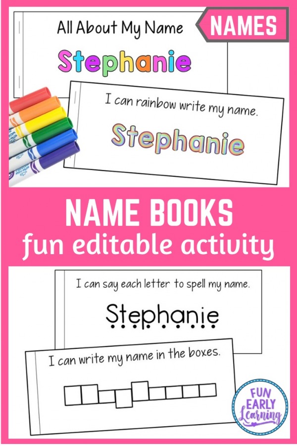 Editable Name Books Name Writing Activities for Preschool – Fun Early ...