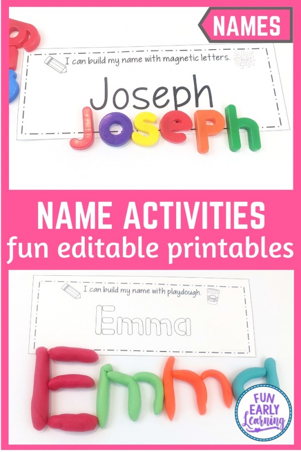 Editable Name Activities Preschool and Kindergarten – Fun Early Learning